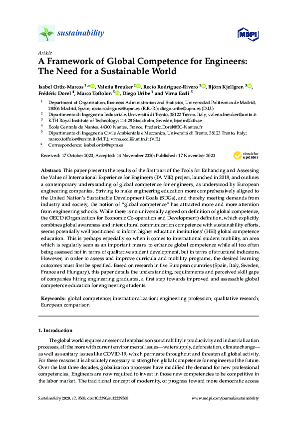 (PDF) A Framework of Global Competence for Engineers: The Need for a ...