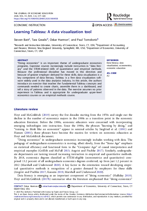 (PDF) Learning Tableau: A data visualization tool