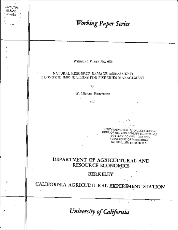 (PDF) Natural Resource Damage Assessment: Economic Implications for ...