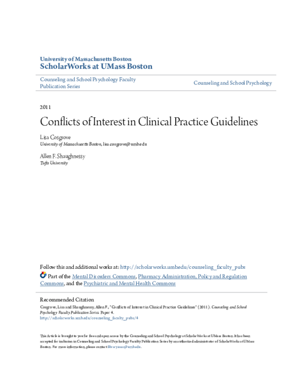 (PDF) Conflicts of Interest in Clinical Practice Guidelines