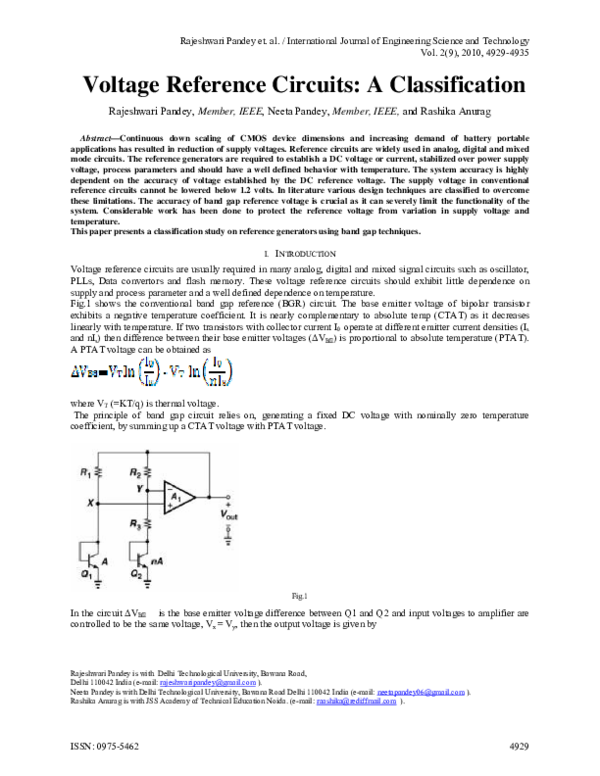Voltage Reference Circuits: A Classification