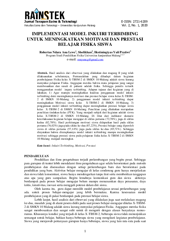 (PDF) Implementasi Model Inkuiri Terbimbing Sebagai Upaya Meningkatkan Motivasi Dan Prestasi ...