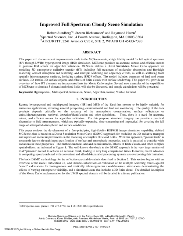 (PDF) Improved full spectrum cloudy scene simulation