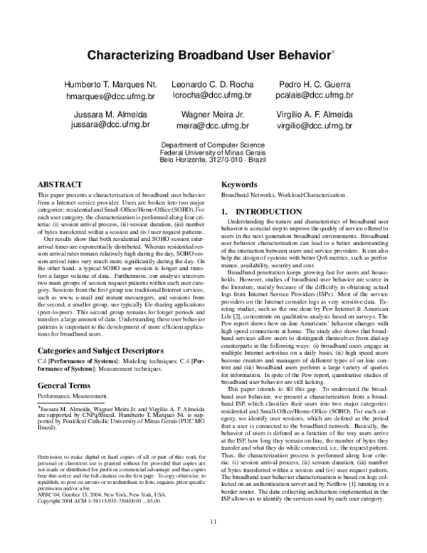 (PDF) Characterizing broadband user behavior
