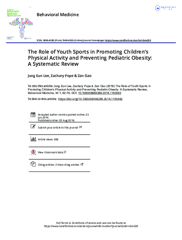 (PDF) The Role of Youth Sports in Promoting Children's Physical ...
