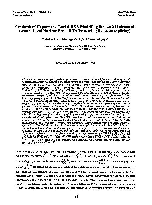 (PDF) Synthesis of heptameric lariat-RNA modelling the lariat introns ...