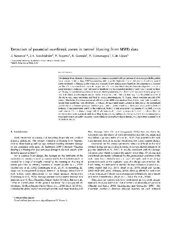 (PDF) Detection of potential overbreak zones in tunnel blasting from MWD data