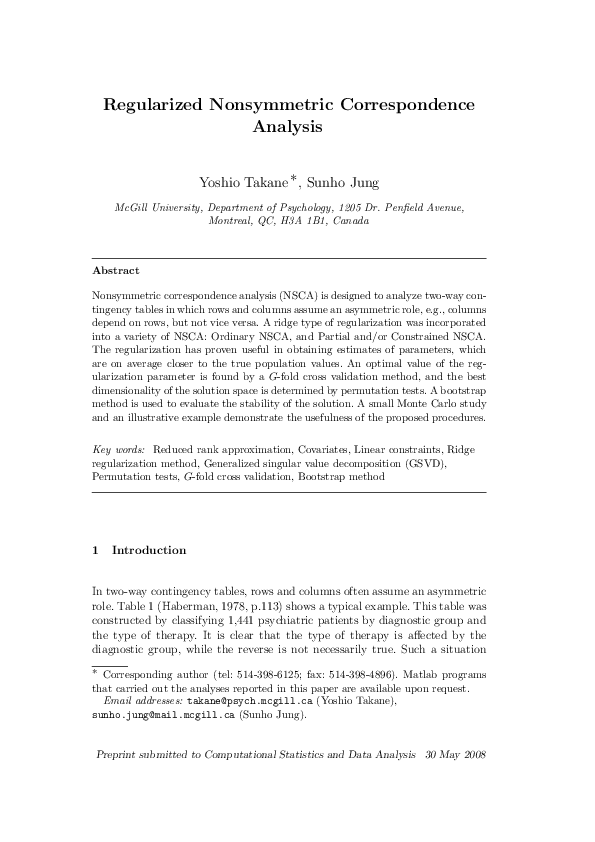 (PDF) Regularized nonsymmetric correspondence analysis