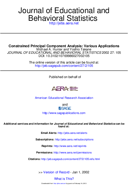 Pdf Constrained Principal Component Analysis Various Applications