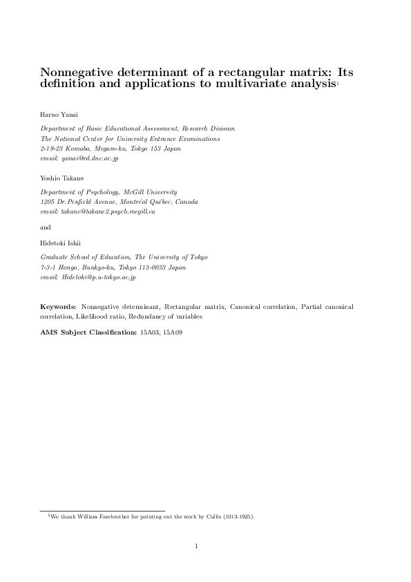 Pdf Rectangular Matrix Determinant And Applications