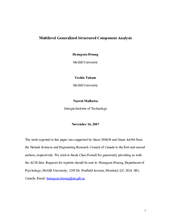 (PDF) Multilevel Generalized Structured Component Analysis