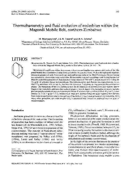 (PDF) Thermobarometry and fluid evolution of enderbites within the ...