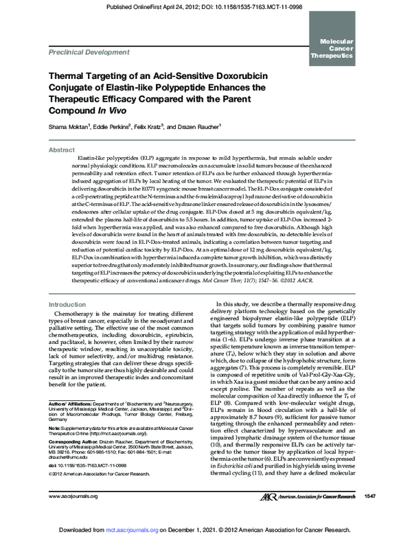 (PDF) Thermal Targeting of an Acid-Sensitive Doxorubicin Conjugate of ...