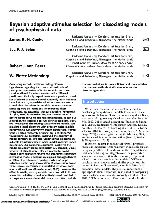 (PDF) Adaptive Bayesian Stimulus Selection in Perception