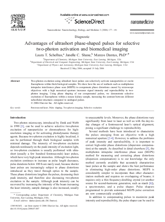 (PDF) Advantages of ultrashort phase-shaped pulses for selective two ...