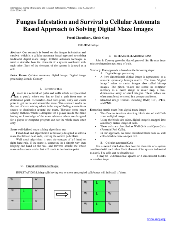 (PDF) Fungus Infestation and Survival a Cellular Automata Based Approach to Solving Digital Maze ...