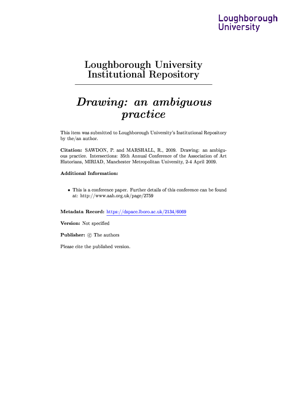 (PDF) Drawing: an ambiguous practice