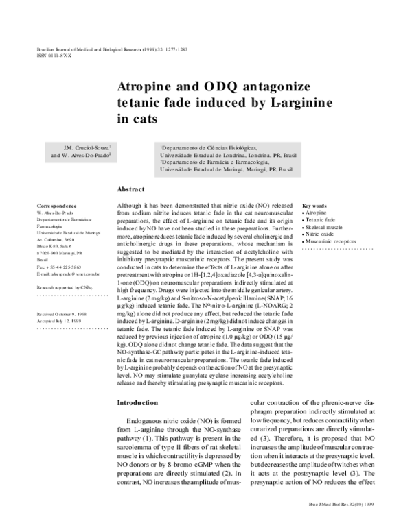 (PDF) Atropine and ODQ antagonize tetanic fade induced by L-arginine in ...