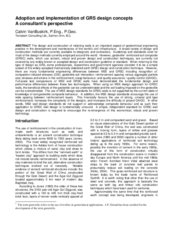 (PDF) Adoption and implementation of GRS design concepts A consultant ...