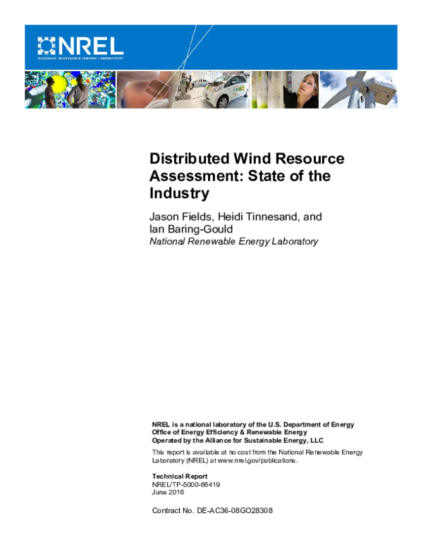(PDF) Distributed Wind Resource Assessment: State of the Industry