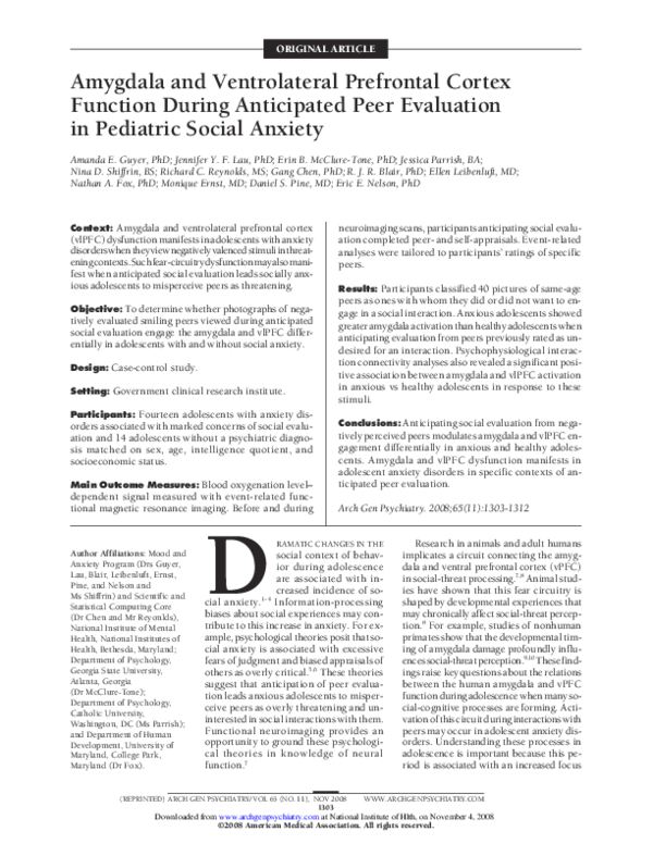(PDF) Amygdala and ventrolateral prefrontal cortex activation to masked ...