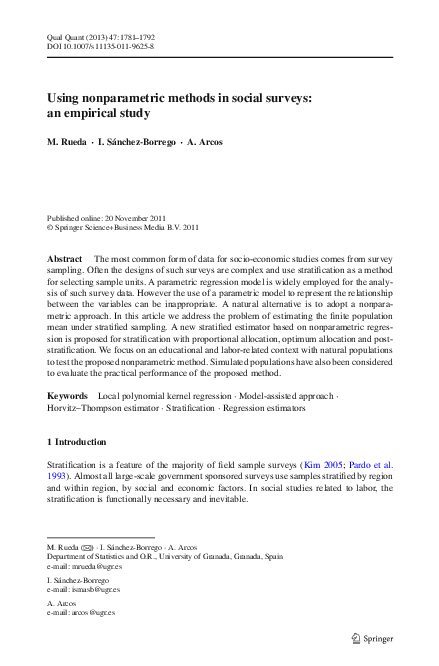 (PDF) Using nonparametric methods in social surveys: an empirical study