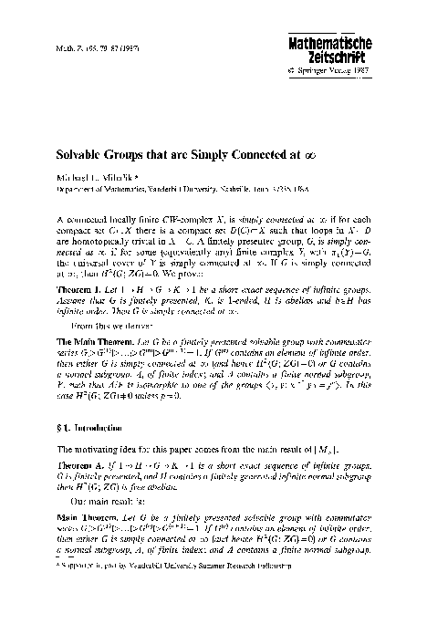 (PDF) Solvable groups that are simply connected at∞