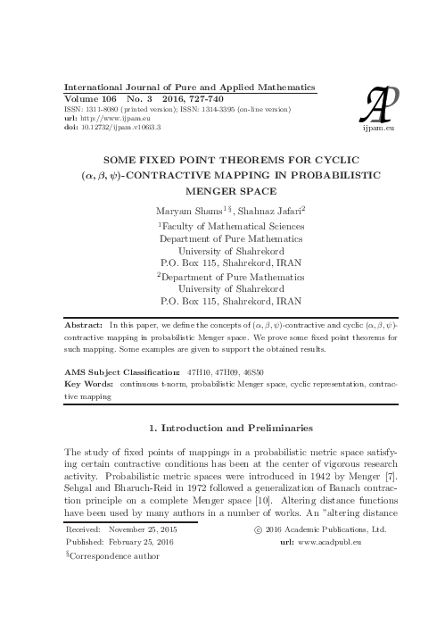 Some Fixed Point Theorems For Cyclic Α Β Ψ Contractive Mapping In