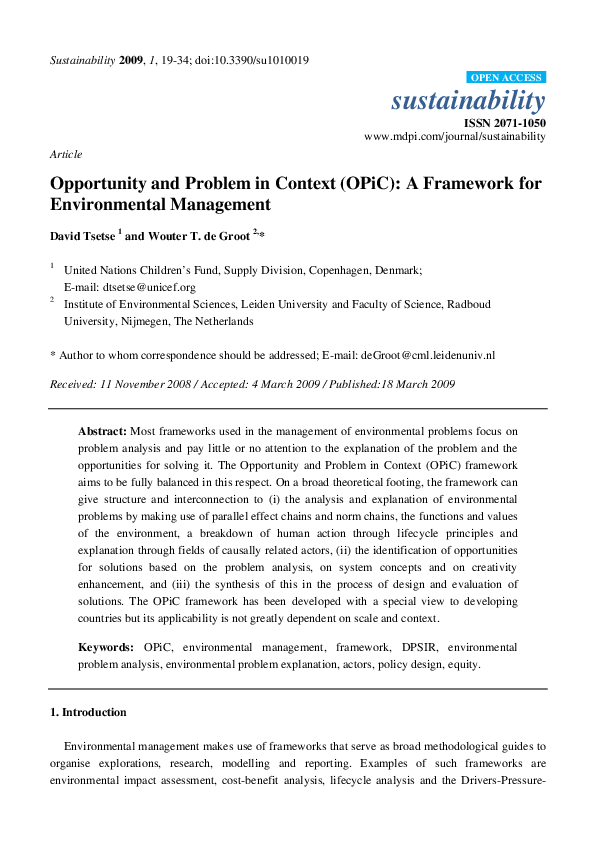 (PDF) Opportunity and Problem in Context (OPiC): A Framework for ...