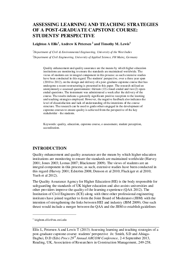 (PDF) Assessing learning and teaching strategies of a post-graduate ...