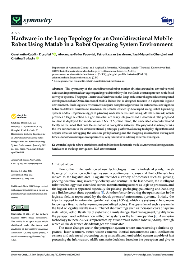 Pdf Hardware In The Loop Topology For An Omnidirectional Mobile Robot Using Matlab In A Robot