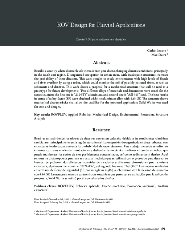 (PDF) ROV Design for Pluvial Applications