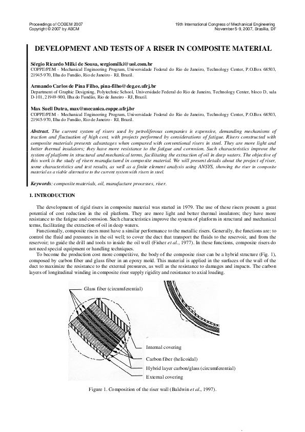 (PDF) Development and Tests of a Riser in Composite Material | Max ...