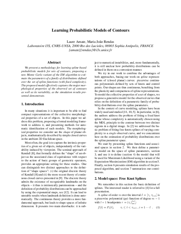 (PDF) Learning Probabilistic Models of Contours