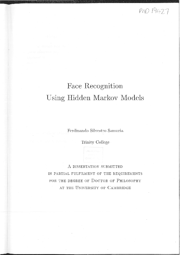 (PDF) Face recognition using hidden markov models