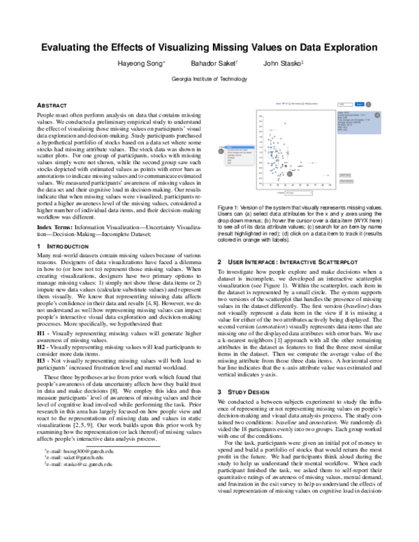 (PDF) Evaluating the Effects of Visualizing Missing Values on Data Exploration