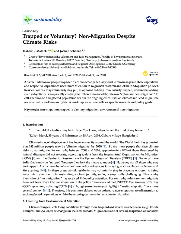 (PDF) Trapped or Voluntary? Non-Migration Despite Climate Risks