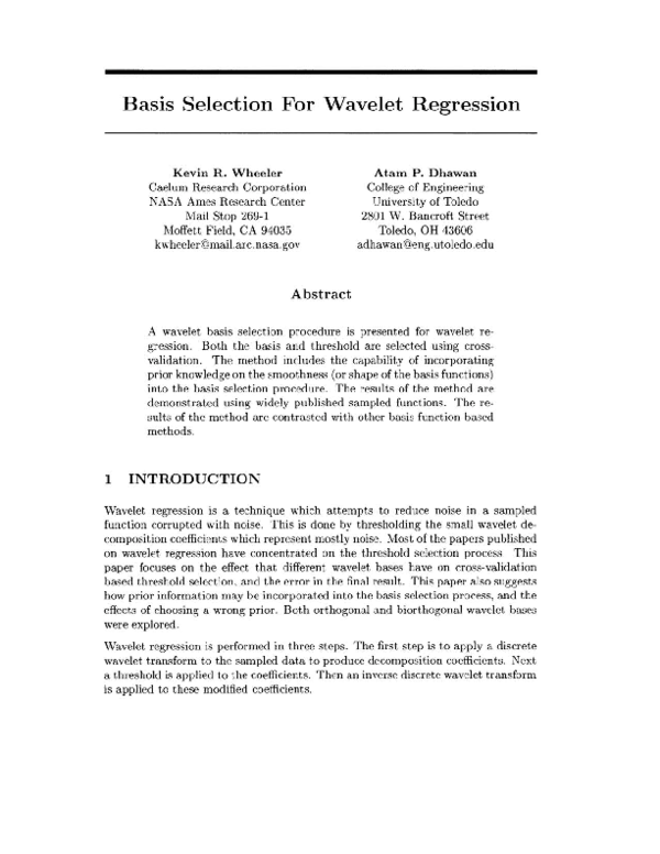 (PDF) Basis Selection for Wavelet Regression