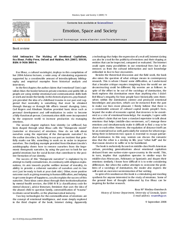 (PDF) Cold Intimacies: The Making of Emotional Capitalism