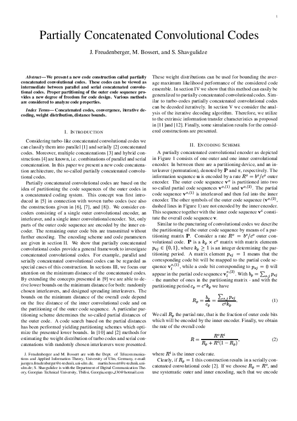 Pdf Partially Concatenated Convolutional Codes Sergo Shavgulidze