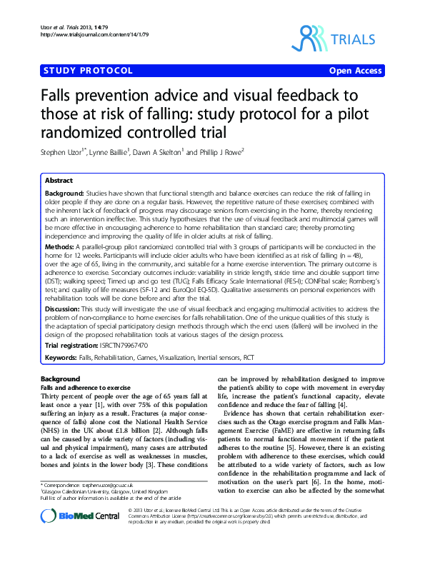 (PDF) Falls prevention advice and visual feedback to those at risk of ...