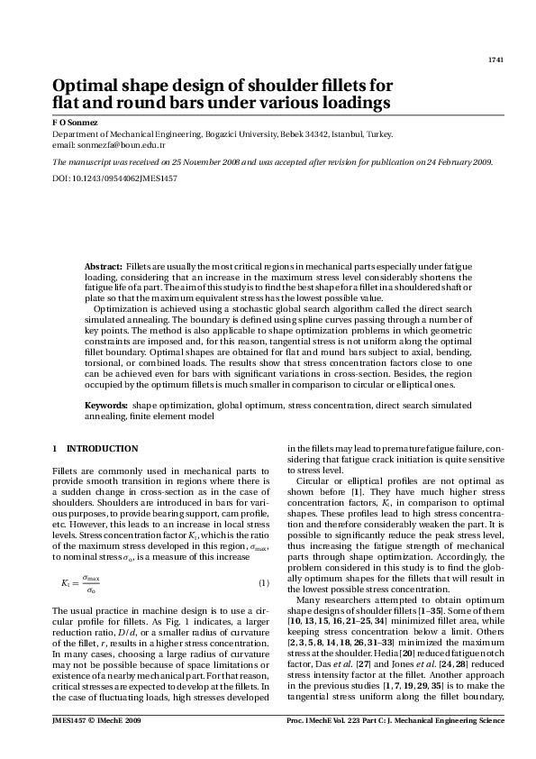 (PDF) Optimal shape design of shoulder fillets for flat and round bars ...