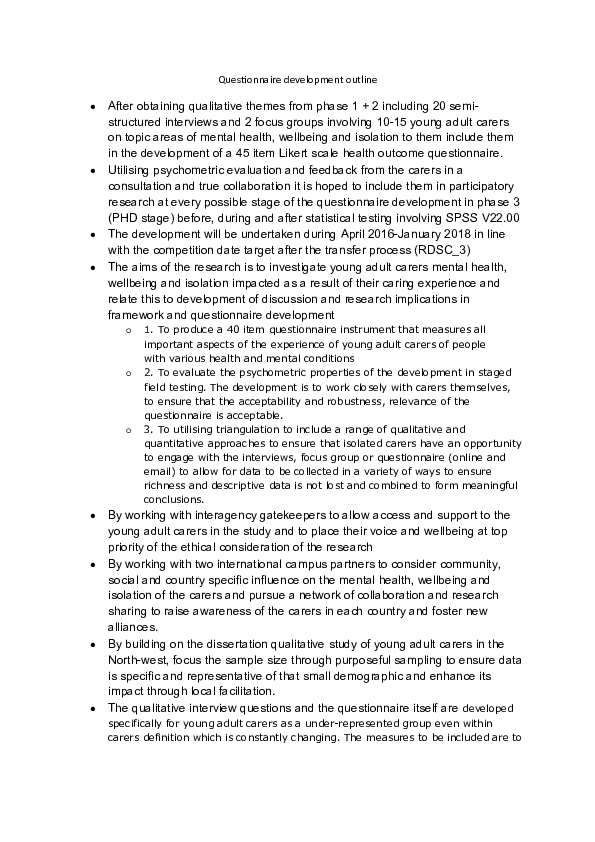 (DOC) PhD Questionnaire development outline