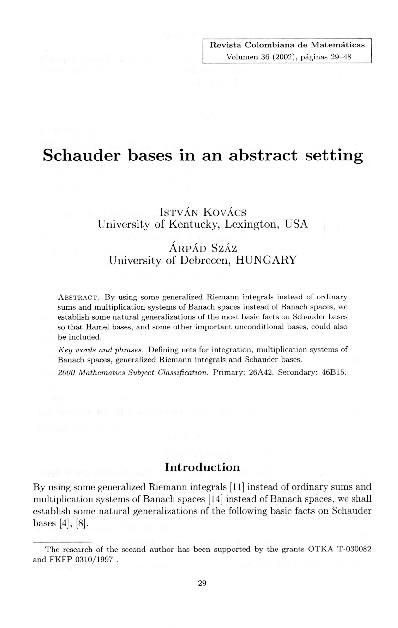 (PDF) Schauder bases in an abstract setting