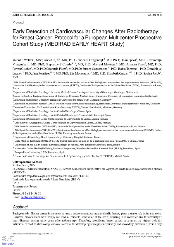 (PDF) Early Detection of Cardiovascular Changes After Radiotherapy for ...