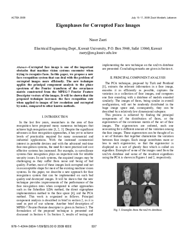 (PDF) Eigenphases for corrupted face images