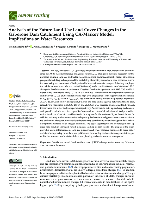 (PDF) Analysis of the Future Land Use Land Cover Changes in the ...