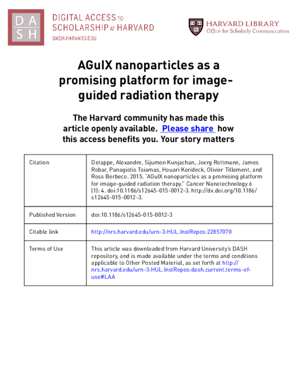 (PDF) AGuIX nanoparticles as a promising platform for image-guided radiation therapy