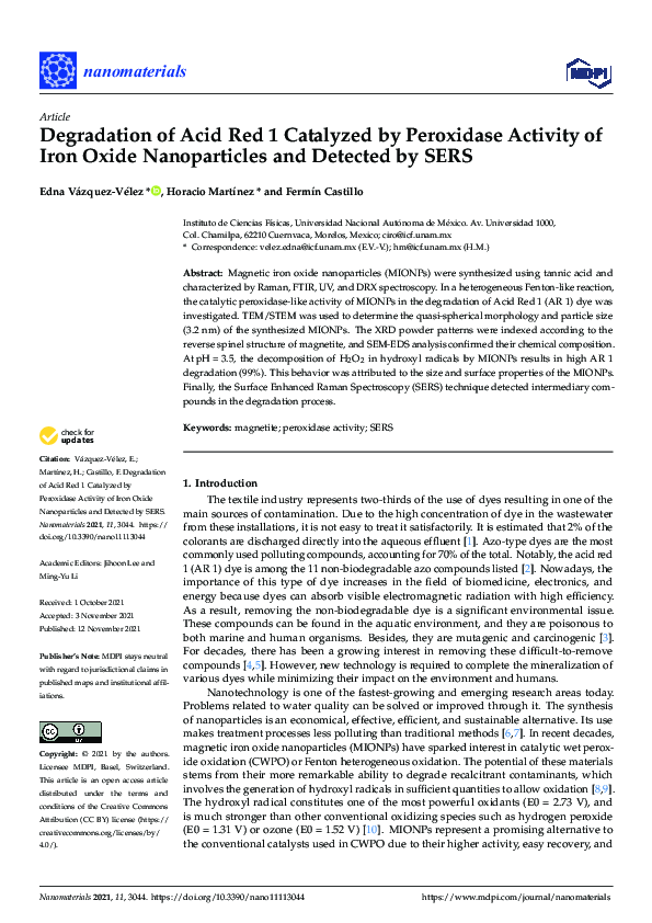 (PDF) Degradation of Acid Red 1 Catalyzed by Peroxidase Activity of ...