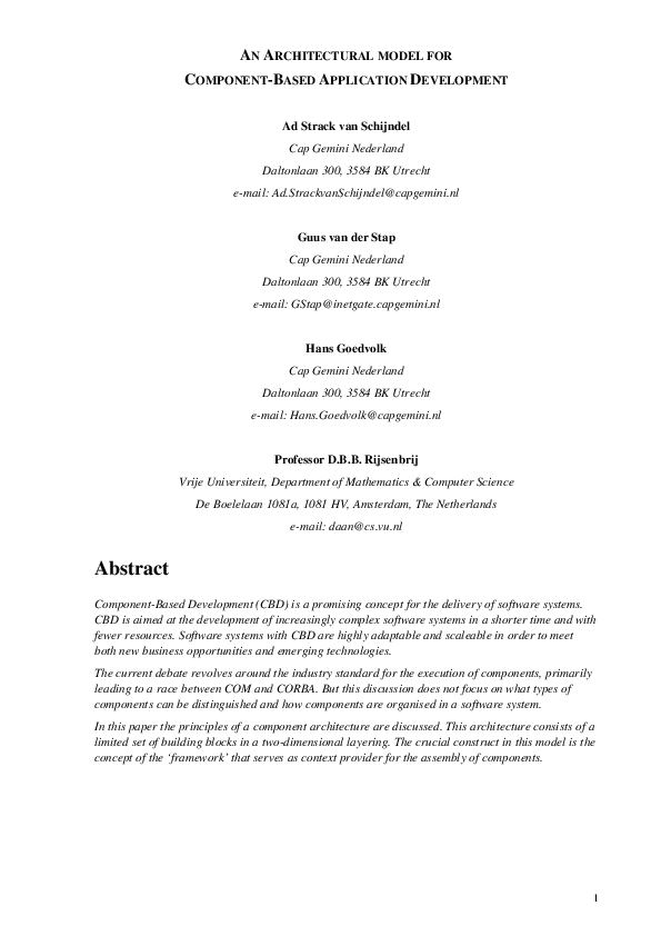 Pdf Component Based Application Development